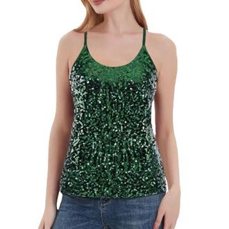 Generic Costume de f&ecirc;te 2026 pour femmes - D&eacute;bardeur &agrave; paillettes et bretelles (2), Vert, XXL