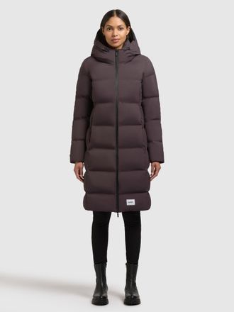 Khujo Steppmantel KHUJO FINNIE3, Damen, Gr. XXL, moody plum, 100% Nylon, unifarben, eingesetzt elastischer Bund mit Windstopper, M&auml;ntel Steppmantel, Topsell