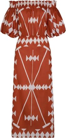 Johanna Ortiz robe mi-longue Harbour Hues à épaules dénudées - Marron