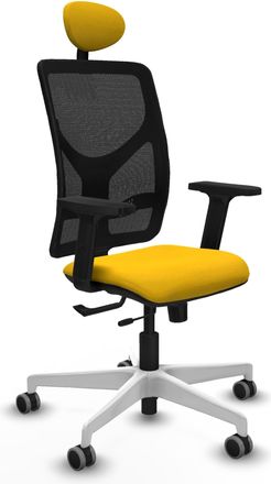 Piqueras y Crespo Computerstuhl mit 2D-Armlehnen, h&ouml;henverstellbarer Lendenwirbelst&uuml;tze und festem Kopfteil, ausgestattet mit Syncro/Traslack und Schneideschaum, Schwar