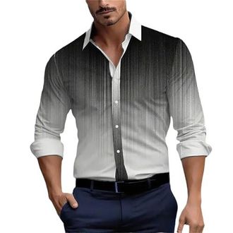 Generic Chemise de travail &agrave; manches longues pour homme, chemise boutonn&eacute;e de couleur unie d&eacute;grad&eacute;e, chemise ajust&eacute;e, chemise daffaires, haut de bureau, haut 