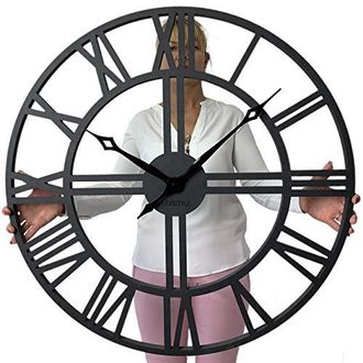 FlexiStyle Gro&szlig; EKO wanduhr ohne tickger&auml;usche LOFT Grande Schwarz 80cm! (Dicke 19mm), Wohnzimmer, Schlafzimmer, in EU hergestellt