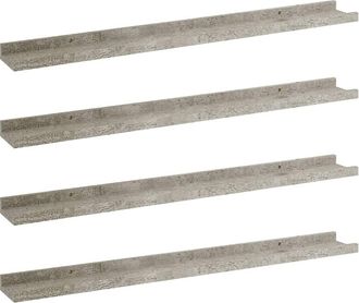 Generic vidaXL 4X Wandregal B&uuml;cherregal Wandboard Schweberegal H&auml;ngeregal Dekoregal Freischwebend Regal B&uuml;roregal Wandablage Betongrau 80x9x3cm
