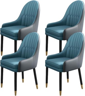 Generic Set Aus 4 Modernen Esszimmerst&uuml;hlen Aus Mikrofaserleder Mit Ergonomischer R&uuml;ckenlehne Und Metallbeinen - Nordischer Leichter Luxusstil(F)