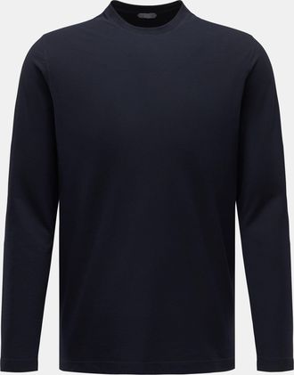 Zanone Herren - Rundhals-Longsleeve schwarz