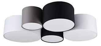 Trio Trio Leuchten Plafonnier Hotel 693900517, abat-jour en tissu blanc/noir/gris, sans 1 ampoule E27