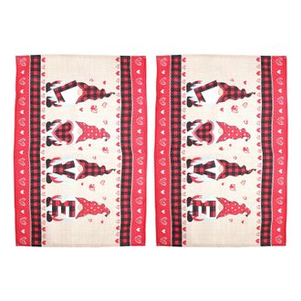 SOLUSTRE 2 St&uuml;ck Valentinstag Tischsets mit Gnom Motiv Baumwolle Waschbar rutschfest Platzsets f&uuml;r K&uuml;chentisch Esstisch Couchtisch Festliche Tischmatten zum Sc