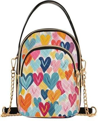 Mnsruu Sac &agrave; bandouli&egrave;re multicolore en cuir avec coeur pour la Saint Valentin