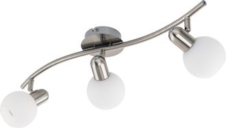 Eglo LED Deckenlampe Comba, Deckenstrahler, Stahl in nickel-matt, Glas opal-matt in weiss E14 Fassung