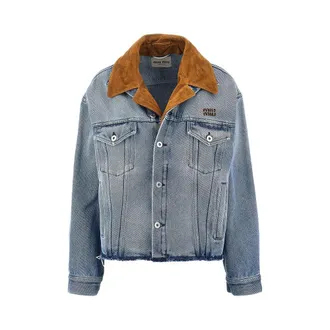 Miu Miu Denim jacket with suede collar Woman 40