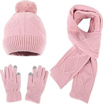 Generic Foulard Femme Echarpes Ensemble Trois Pi&egrave;Ces Chaud Et Tendance En Laine Tricot&eacute;E Pour LHiver Bonnet Et Gants Basiques Classique