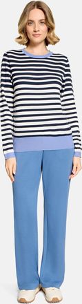 Betty Barclay Strickpullover BETTY BARCLAY Damen mit Rundhalsausschnitt, Damen, Gr. 36, blau (patch dunkelblau, blau), Strick, Obermaterial: 55% Viskose, 30% Polyes