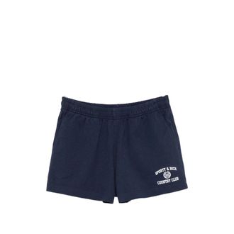 Sporty & Rich Shorts mit Logo-Print und elastischem Bund - - Shorts - Damen - Blau - S
