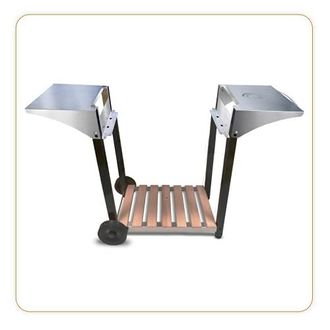 Little Balance 8477 Chariot pour Plancha Aquitaine Pro, Chariot &agrave; roulettes, Dessertes lat&eacute;rales et rabattables, Inox et Bois