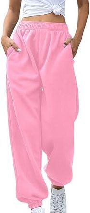 Generico Pantalon de surv&ecirc;tement pour femme dhiver pour femme avec cordon de serrage large, pantalon doux et confortable, pantalon avec poches, coupe large pou