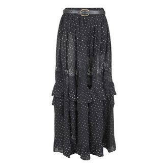 Self Portrait Femme, Jupes, Noir, Taille: 36 FR Chiffon Lace Maxi Skirt