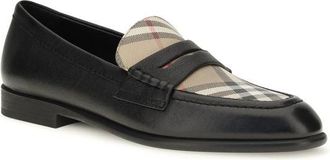 Burberry Check-Insert Leather Loafer - Black