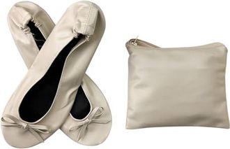 Minetom Ballerines Pliables Femmes Filles Confortable Pantoufle de Ballet Décontractées Plates Flats Danse Chaussures avec Sac A Beige 36/37 EU