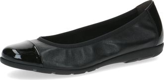 Caprice Damen Ballerinas aus Leder Bequem, Schwarz (Black Comb), 36 EU