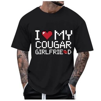Generic T-shirt imprim&eacute; &agrave; manches courtes pour homme avec inscription &laquo; 2026 Valentines Day I Loved My Girlfriend &raquo;, Noir, XXL