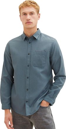 Tom Tailor Herren 1037445 Regular Fit Dobby Hemd mit Brusttasche, 32298-dusty Teal Diamond Structure, XXL