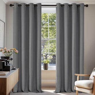 Deconovo Rideaux Occultants Isolant Thermique Anti Froid, Rideaux pour Salon et Chambre, Design Moderne &agrave; Oeillets, 140x290 CM (Largeur x Hauteur), Gris Clair,