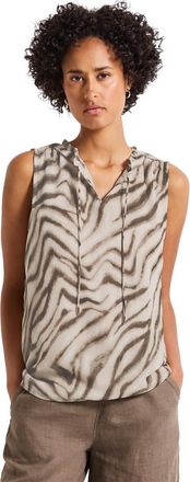 Street One Damen A345809 Chiffon Blusentop mit Print, Tumbled Beige, 36