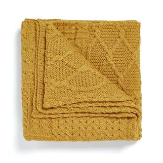 Aran Woollen Mills Carraig Donn Irish Wool Patchwork-Decke f&uuml;r Erwachsene, Gelb