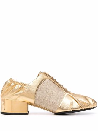 Ferragamo ballerines en cuir &agrave; effet de brillance - Or