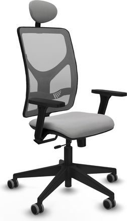 Piqueras y Crespo 24-Stunden-Stuhl, mit 3D-Armen, h&ouml;henverstellbarer Lendenwirbelst&uuml;tze und festem Kopfteil, ausgestattet mit Syncro/Traslack und Schneideschaum, Grau/H