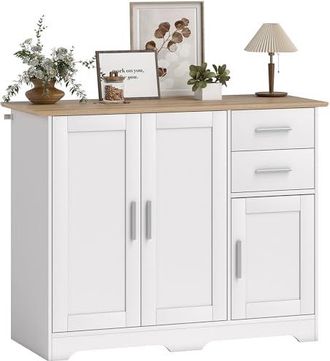 HOMCOM Buffet Salon, Meuble de Rangement avec 2 tiroirs, 3 Portes et &eacute;tag&egrave;re r&eacute;glable, Style Contemporain, Buffet Salle &agrave; Manger et Cuisine, 100 x 40 x 78 cm