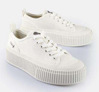 Buffalo Sneaker BUFFALO MADISON, Damen, Gr. 36, wei&szlig;, Textil, Schuhe Sneaker, Freizeitsneaker, Halbschuh, Schn&uuml;rschuh mit Memory Foam Fu&szlig;bett
