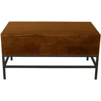 Miliboo Table basse relevable industrielle bois manguier massif teint&eacute; et m&eacute;tal noir L90 cm YPSTER
