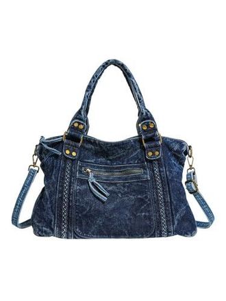 Generic Grand sac &agrave; bandouli&egrave;re vintage en denim pour femme, pour le travail, le shopping, les voyages, le quotidien, bleu, 400*120*270mm