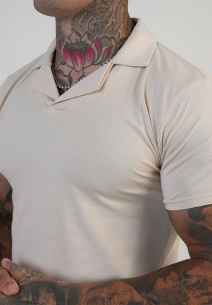 Siksilk T-Shirt SikSilk Herren Ecru Revere-Polo