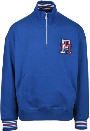 Tommy Hilfiger Homme, Sweatshirts et sweats &agrave; capuche, Bleu, Taille: 2XL Felpa Collo Zip