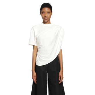 Courr&egrave;ges Asymmetrical Twisted Jersey T-shirt