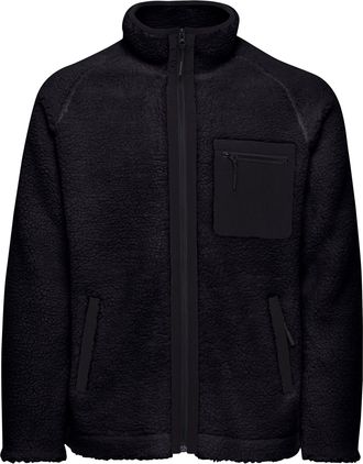 Indicode IDTrodie Herren Sweatjacke Cardigan Jacke Mit Teddy-Futter mit hochabschließendem Kragen aus angenehm weichem Teddy-Material, Größe:XXL, Farbe:Black (