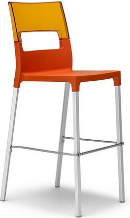 Scab Lot de 4 tabourets DIVA en technopolym&egrave;re transparent et alu, H65 cm Couleur: Orange