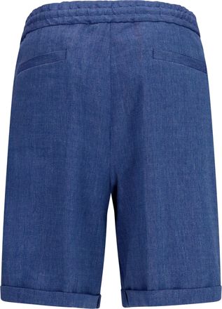 Brunello Cucinelli Linen and Merino Wool Chevron Bermuda Shorts - Blue