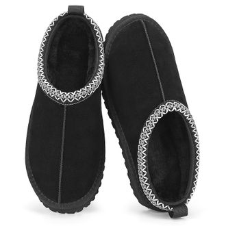 Mishansha Hausschuhe Damen Winter Warme Plüsch-Gefüttert Pantoffeln Flauschige rutschfeste Geschlossen Slippers,für drinnen & draußen Schwarz Gr.42