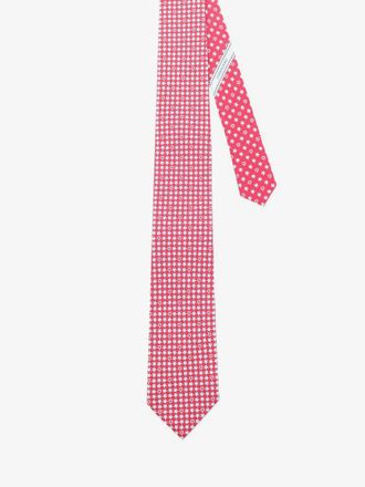 Ferragamo Mens Silk Tie Chloe Print Red Ties & Bow