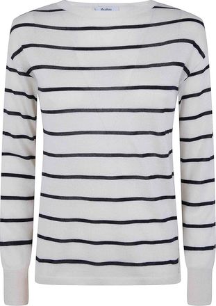 Max Mara Rundhalspullover - Wei&szlig;