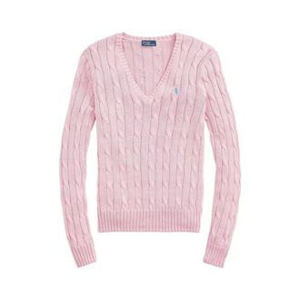 Polo Ralph Lauren Femme, Pulls, Rose, Taille: 40 FR Pull &agrave; col en V en maille torsad&eacute;e