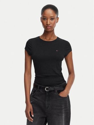 Tommy Jeans T-Shirt Draped DW0DW22802 Schwarz Slim Fit