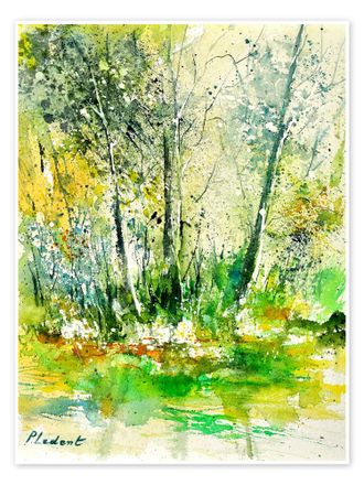 Posterlounge Sommerlicher Wald Poster von Pol Ledent 13 x 18 cm Gr&uuml;n Wandbilder Wanddeko