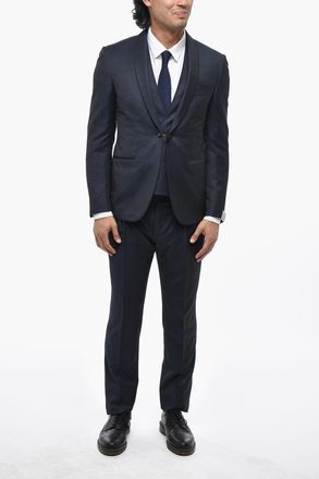 Corneliani 3-teiliger Anzug CERIMONIA ACADEMY mit Details aus Satin Corneliani