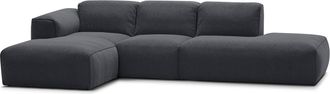 Studio Copenhagen home24 Ecksofa mit Chaiselongue Grau/Steingrau Webstoff Saia 290 x 71 x 173cm Longchair davorstehend links Modern