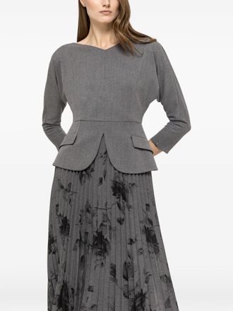 Nissa Gebl&uuml;mtes Midikleid mit Falten - Grau