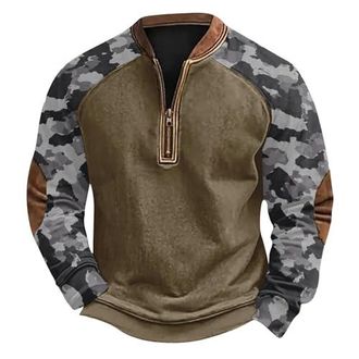 Generic Pull à col rond pour homme - Imprimé - Col zippé - Manches longues - Décontracté, Jn, M